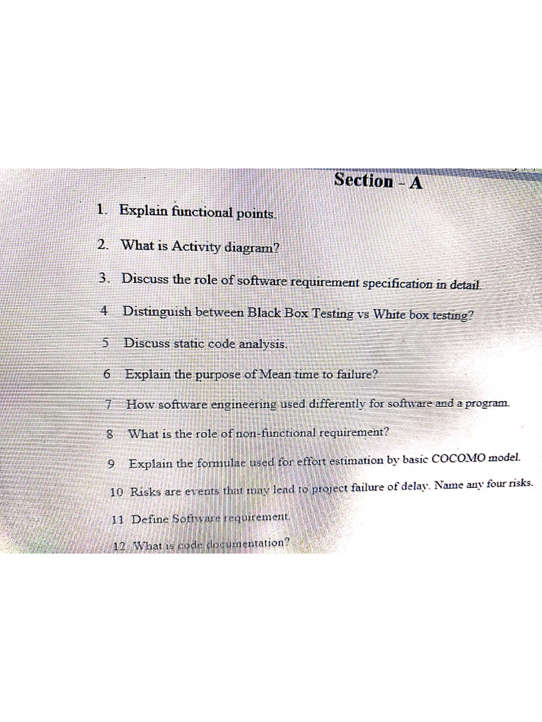 Software Engineering Important Questions | PDF