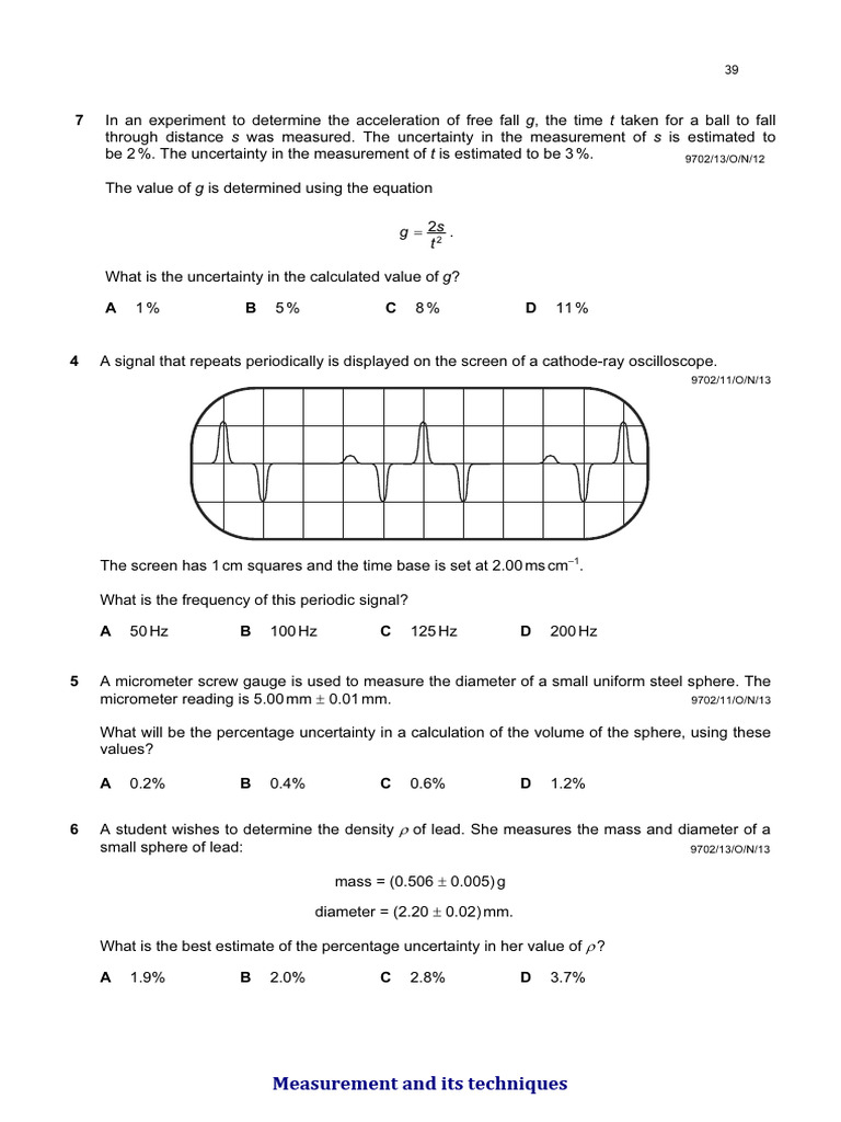 A-Level Measurement Techniques Short | PDF | Resistor | Thermometer
