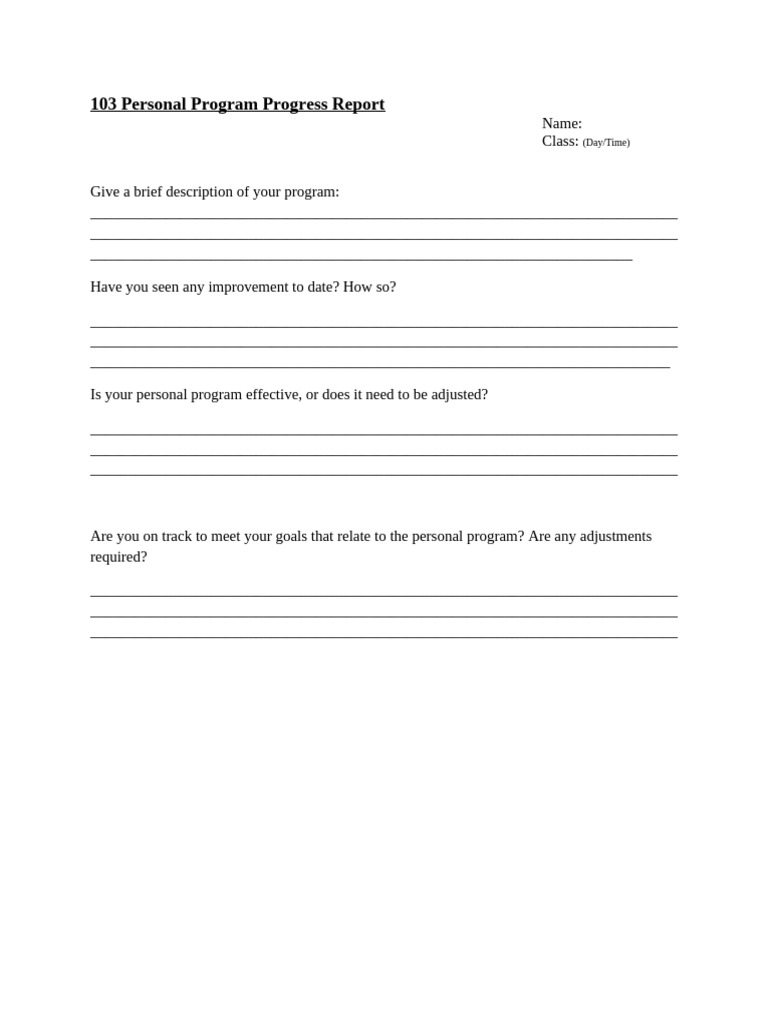 103 - Pers - Prog - Progress - Report 2 | PDF