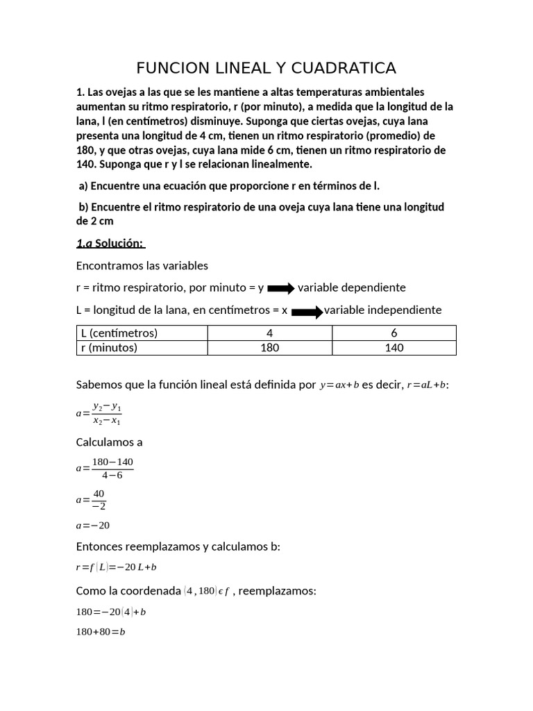 Funcion Lineal y Cuadratica | PDF | Análisis matemático | Matemáticas