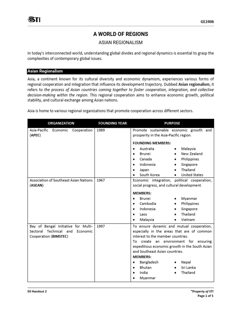 03 Handout 2a Pdf Globalization Economies