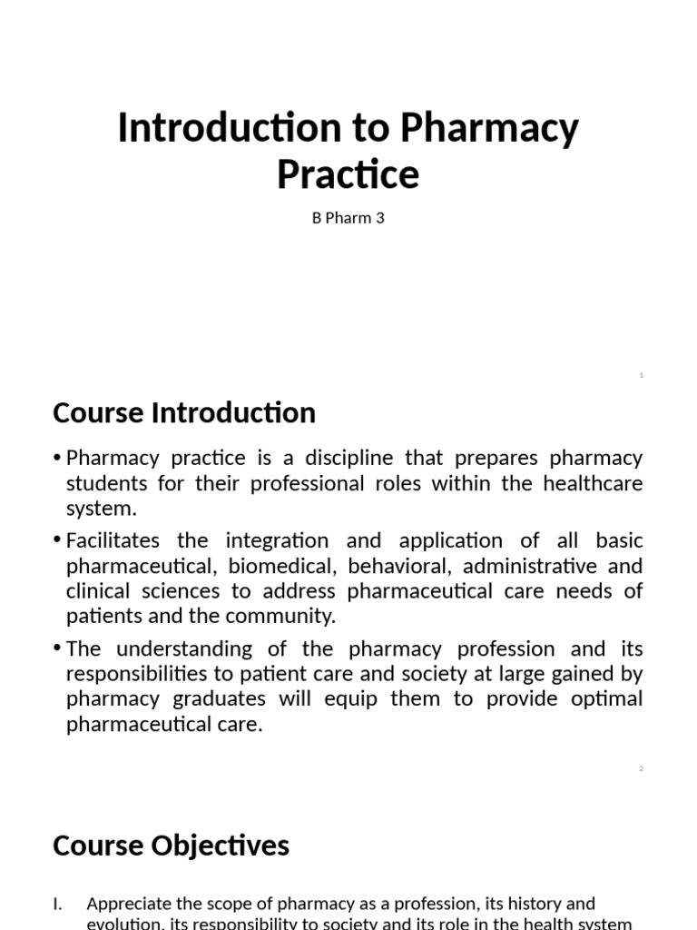 2 Introduction To Pharmacy Practice | PDF | Pharmacy | Pharmacist