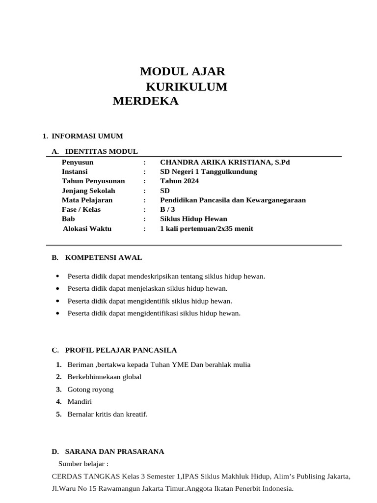 Modul Ajar Kurikulum Merdeka Kristin | PDF