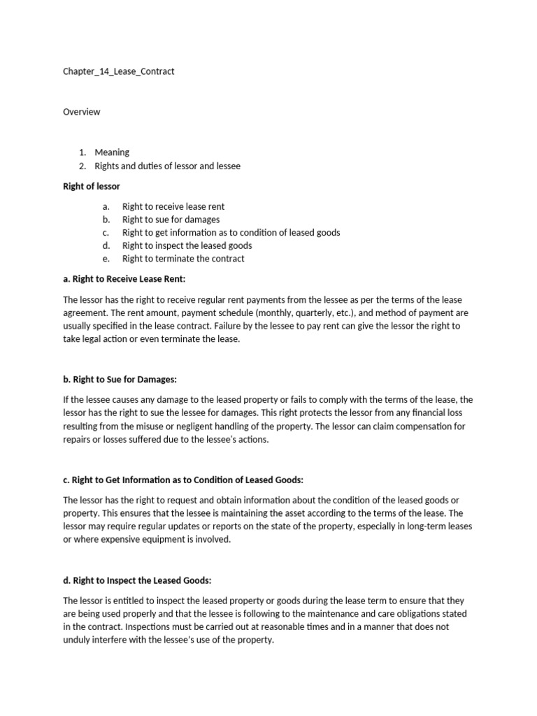 Lease Contract Rights and Duties Explained | PDF | Lease | Law Of ...