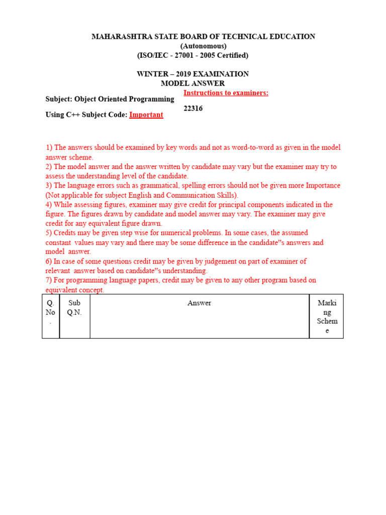 2019 Winter Model Answer Paper (Msbte Study Resources) | PDF | Class ...