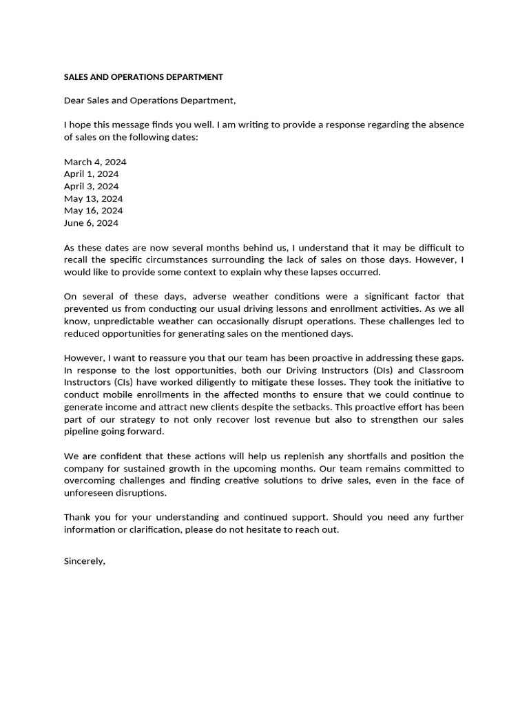 No Sales Response | PDF