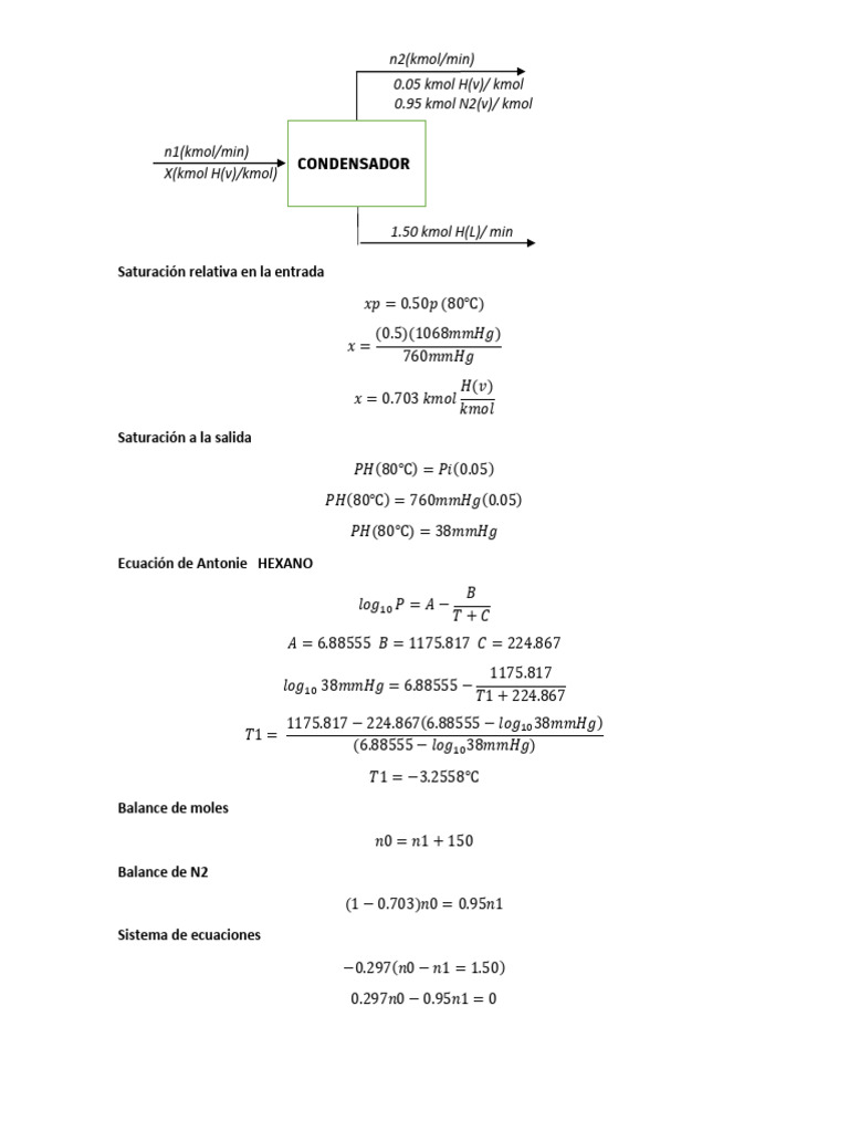 Cálculo de Saturación y Balance de Moles | PDF