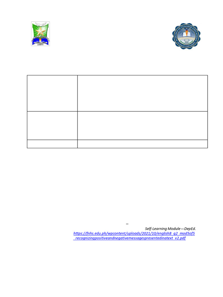 Positive And Negative Messages In A Text Pdf Communication