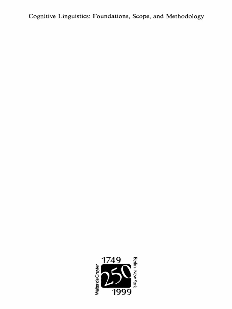 Cognitive Linguistics Foundations Scope and Methodology Compress | PDF | Syntax | Semantics