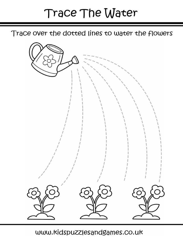Watering Flowers Tracing Activity | PDF