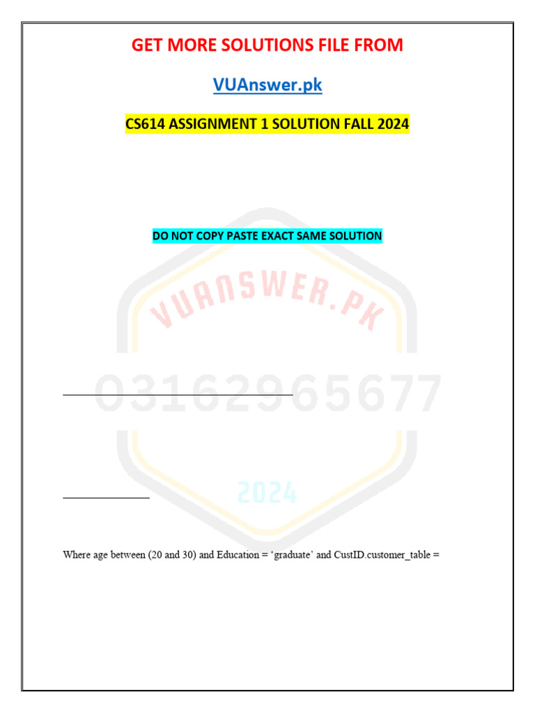 CS614 Assignment 1 Solution Fall 2024 | PDF | Database Index | Information Technology
