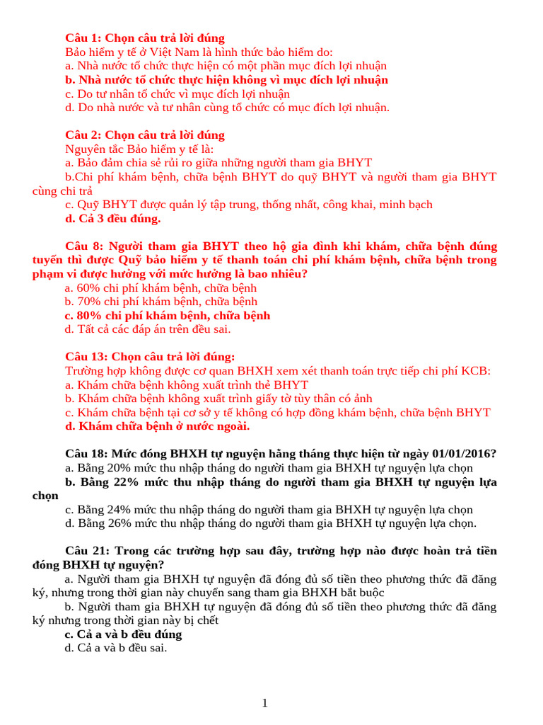 Bo Cau Hoi Da Chon Nong Dan Voi BHXH Bhyt 22.9 2 | PDF