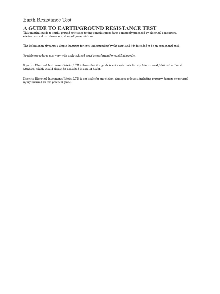 Earth Resistance Testing Guide | PDF