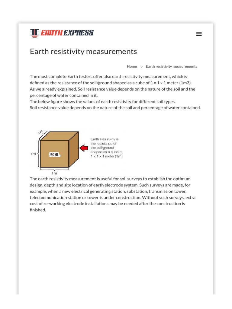 Earth Resistivity Measurement Guide | PDF