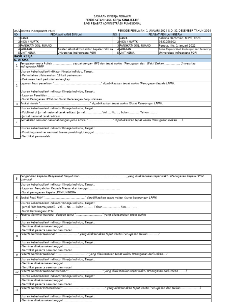 Format SKP Dosen BK 2024-1 | PDF