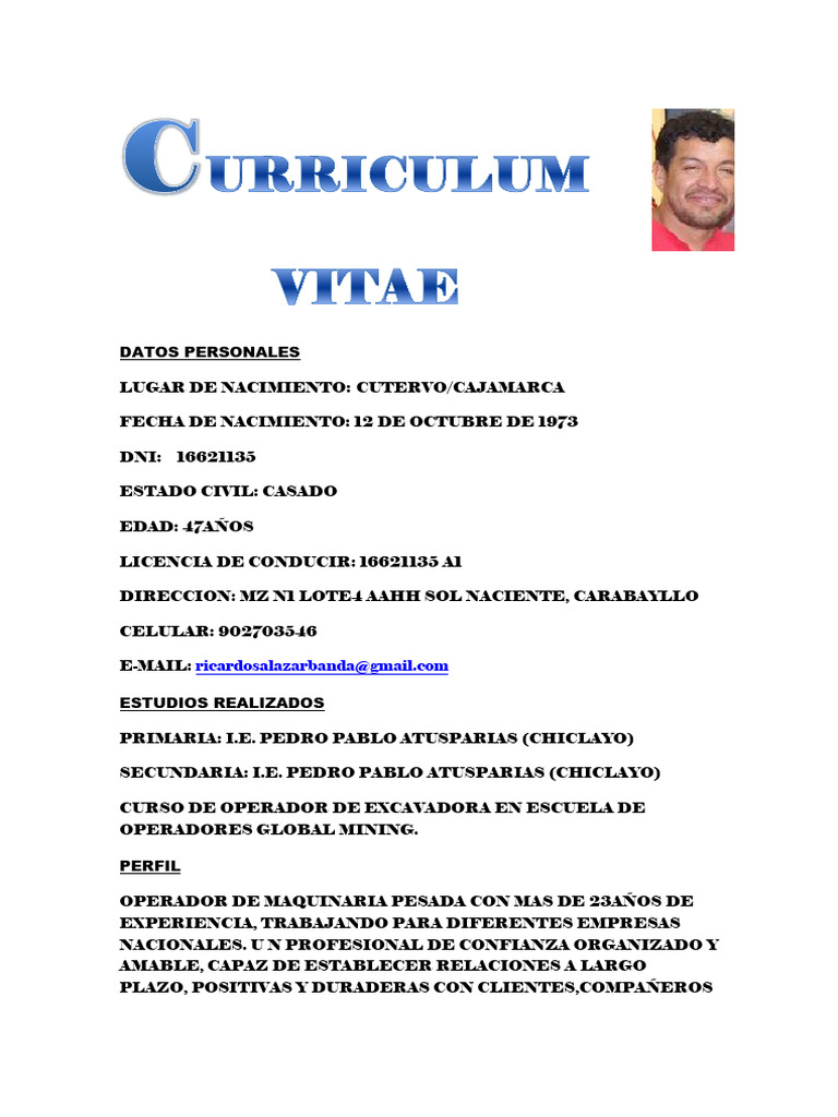 Curriculum - Ricardo Salazar Obra Aeropuerto | PDF