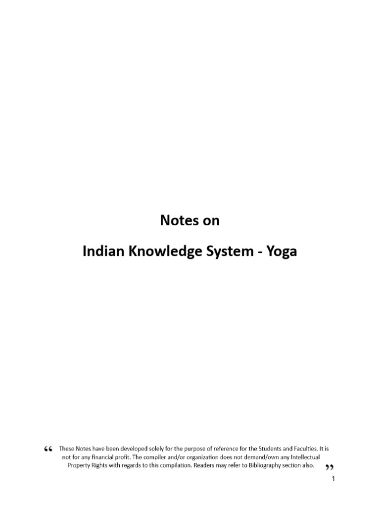 Indian Knowledge System - Yoga | PDF | Healthy Diet | Foodborne Illness