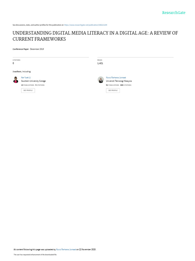 Digital Media Literacy Frameworks Review | PDF | Information | Literacy