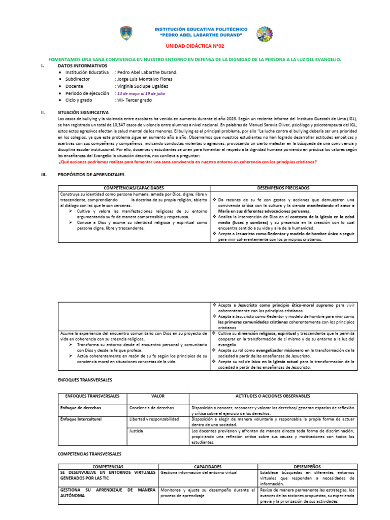 EXPERIENCIA DE APRENDIZAJE N°02-TERCERO! | PDF | Jesús | Fe