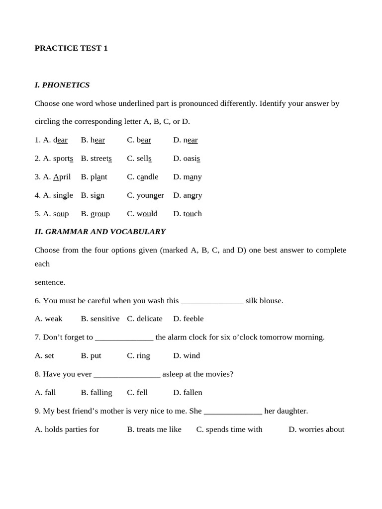 Practice Test 1 | PDF