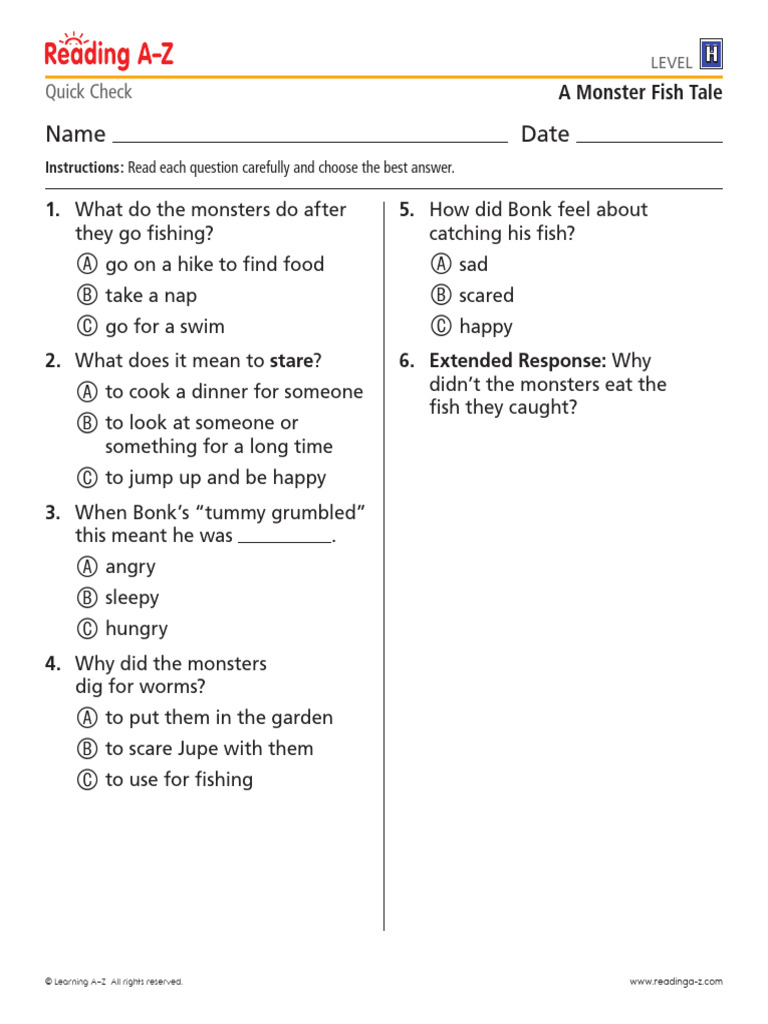 A Monster Fish Tale Quiz | PDF