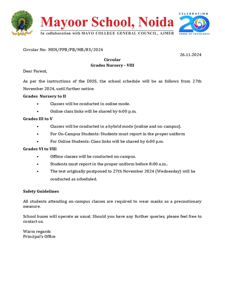 Circular Grades Nursery - VIII | PDF