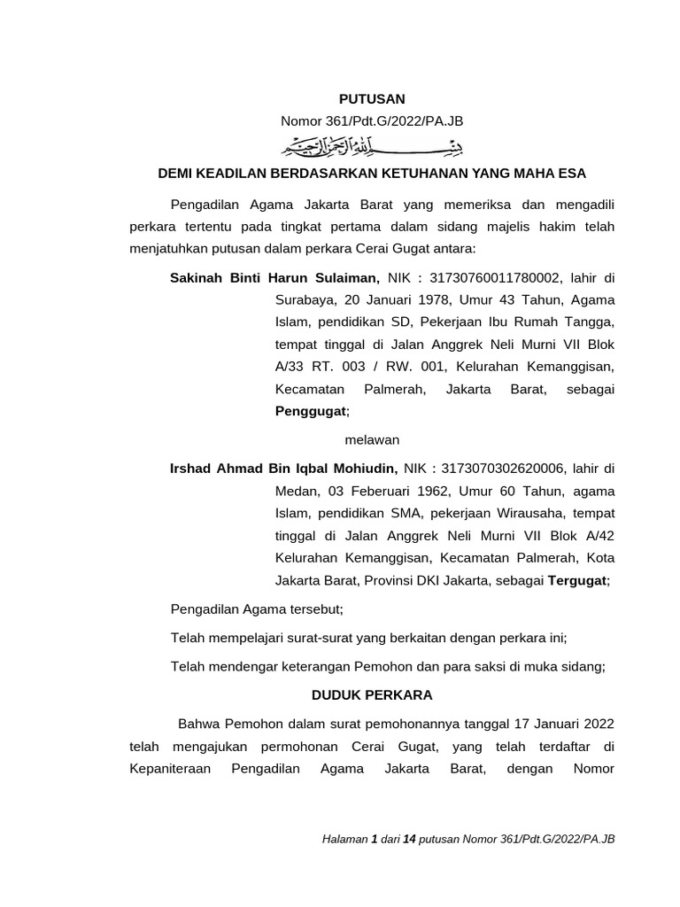 Salinan Putusan 361 - G - 2022 | PDF