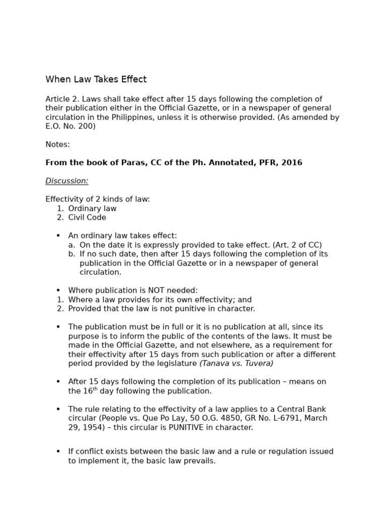 Law Effectivity and Publication Rules | PDF | Government | Justice
