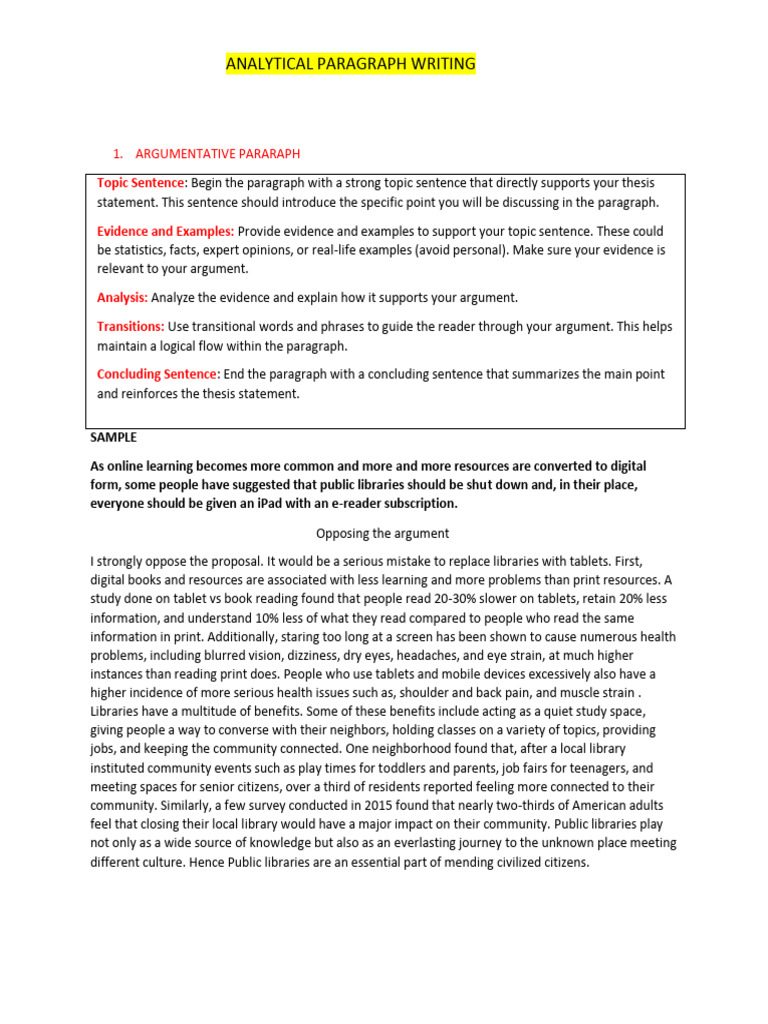 Analytical Paragraph Main Points | PDF | Adverb | Anxiety