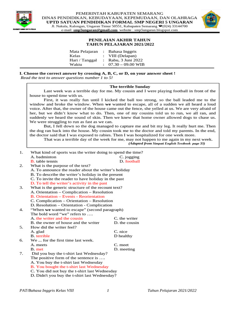 Pat Genap 8 21 22 Pembahasan Hadi | PDF