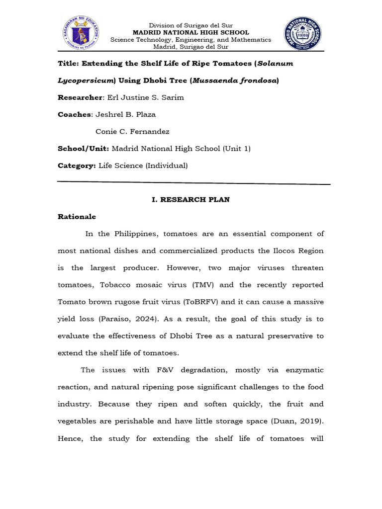 Sip Life Research Individual | PDF | Experiment | Tomato