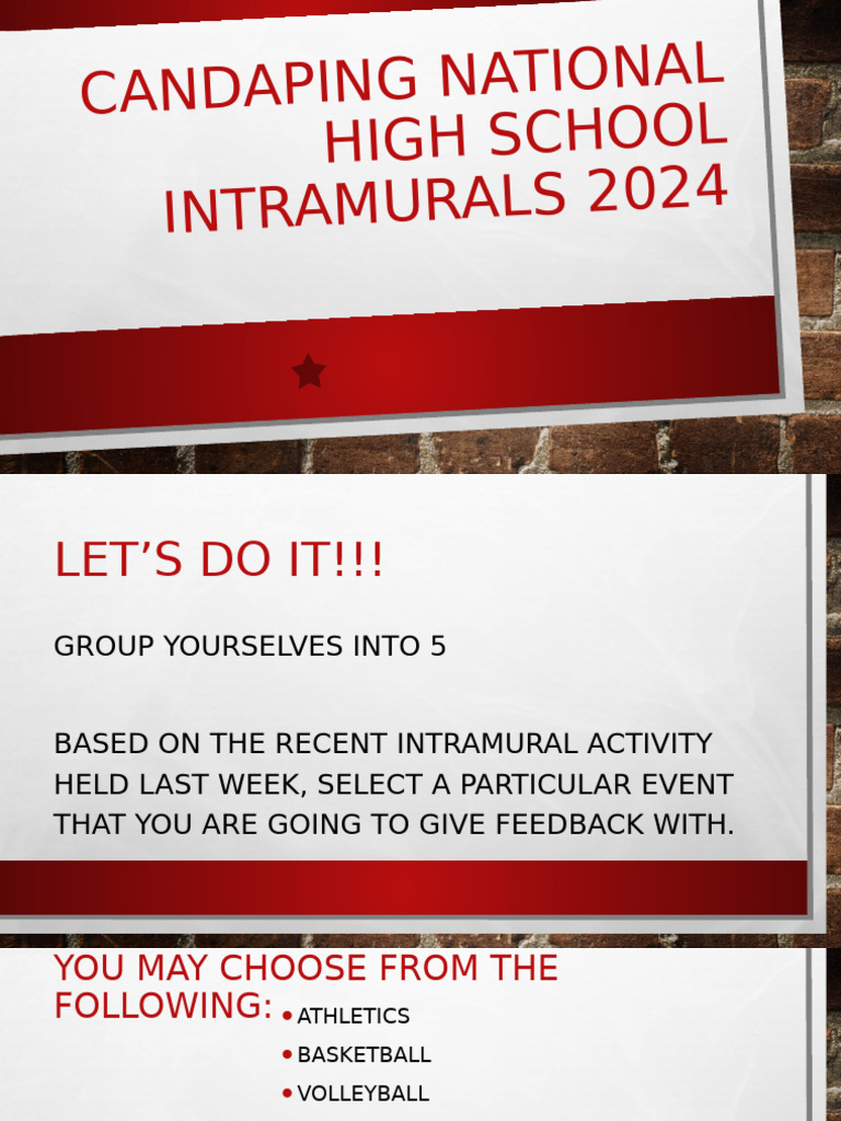 Candaping National High School Intramurals 2024 | PDF