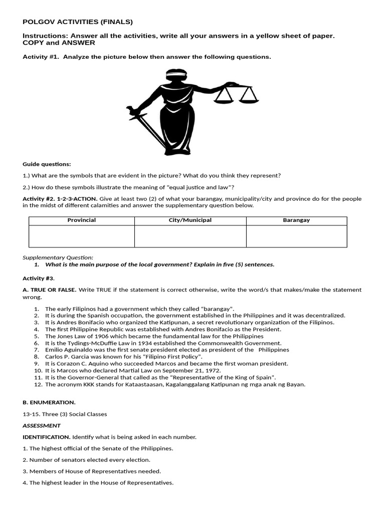Polgov Activities Finals | PDF | President Of The Philippines | World Politics
