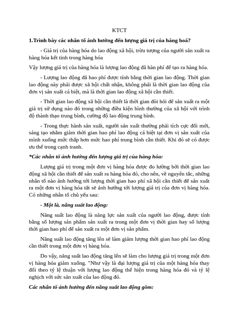 Đề cương KTCT | PDF