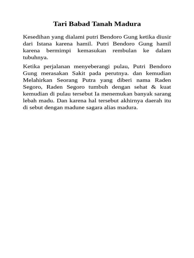 Tari Babad Tanah Madara | PDF