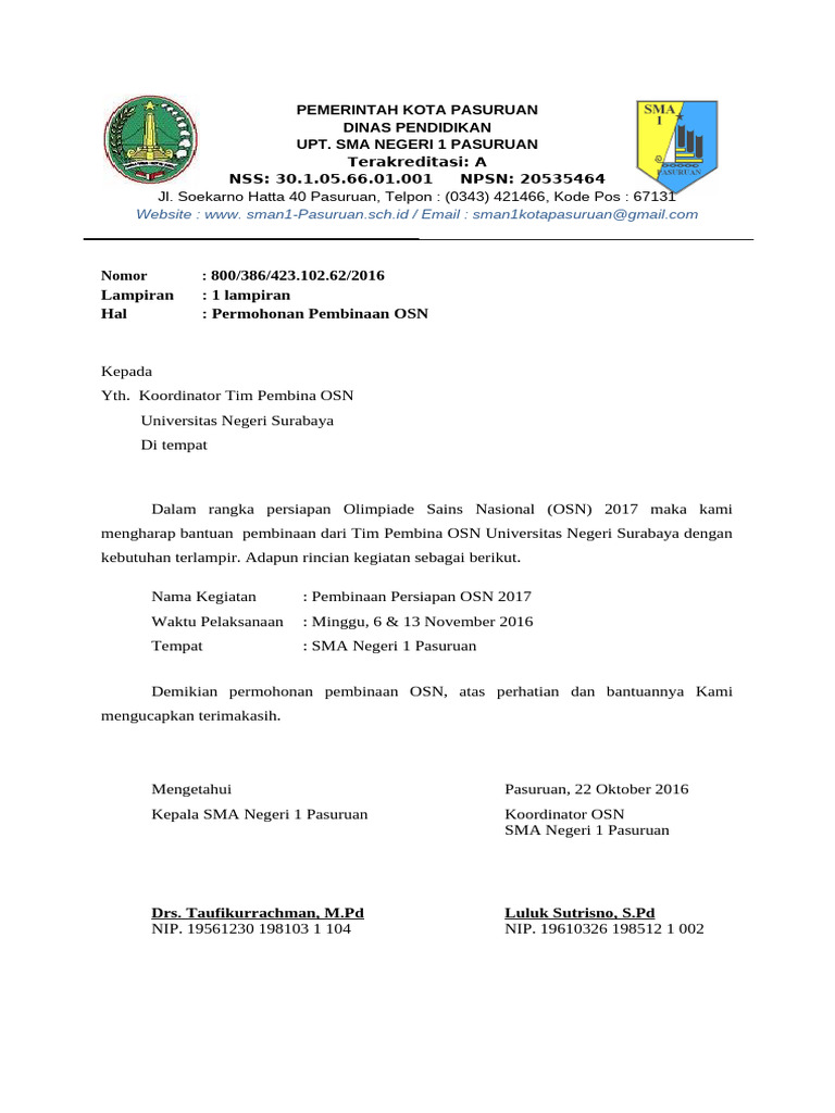 Surat Kerjasama UNESA | PDF