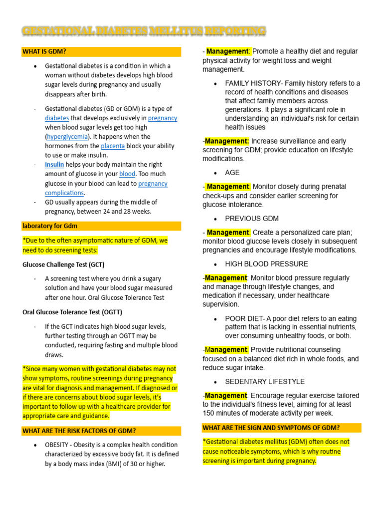 Reporting For GDM | PDF | Gestational Diabetes | Diabetes