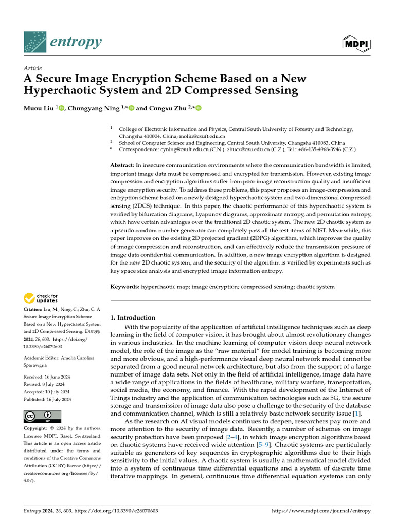 A Secure Image Encryption Scheme Based On A New Hy | PDF | Data Compression | Chaos Theory