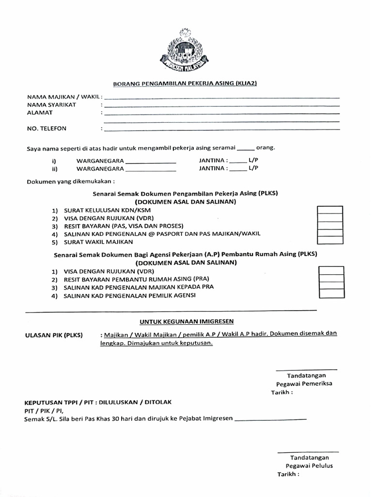 Klia 2 Borang | PDF