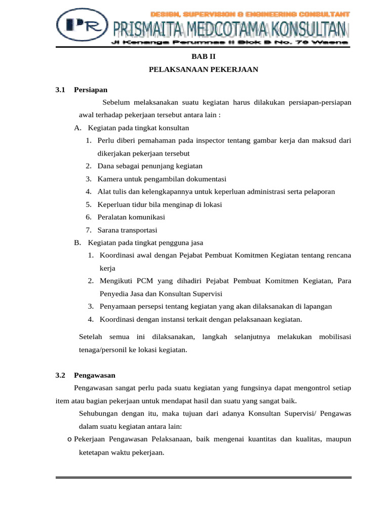 BAB III Pelaksanaan Pekerjaan | PDF