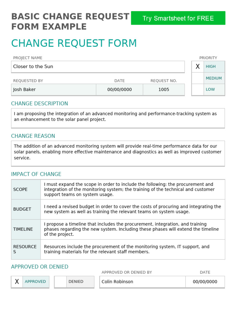 Solar Project Change Request Form | PDF