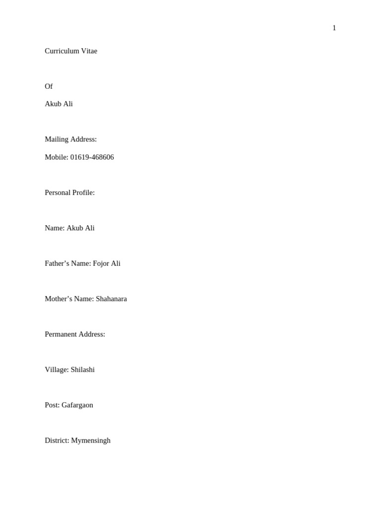 1 Curriculum Vitae: (Last Name) | PDF