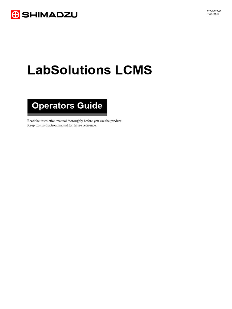 LabSolutions LCMS Operators Guide | PDF | Data Analysis | Data