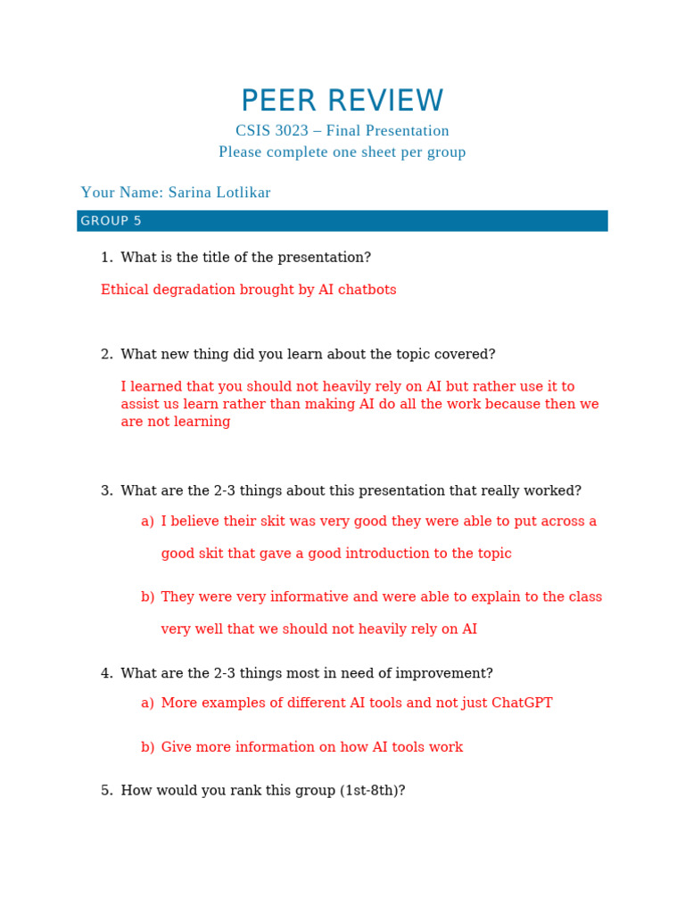 Peer Review of AI Ethics Presentations | PDF | Artificial Intelligence ...