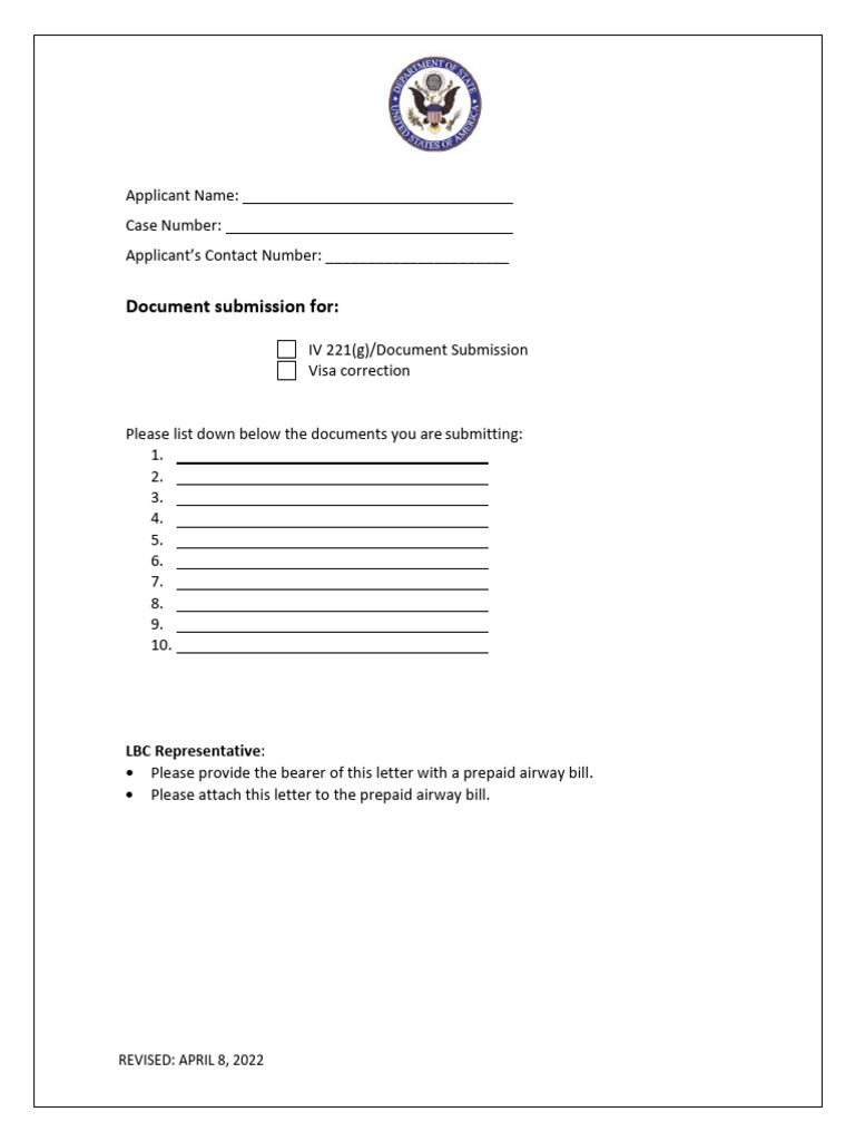221(g) Document Submission via LBC | PDF