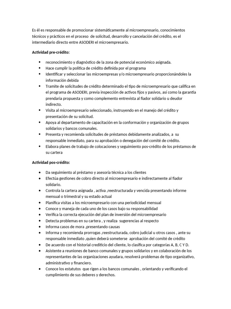 Funciones de Promor | PDF | Bancos | Economias