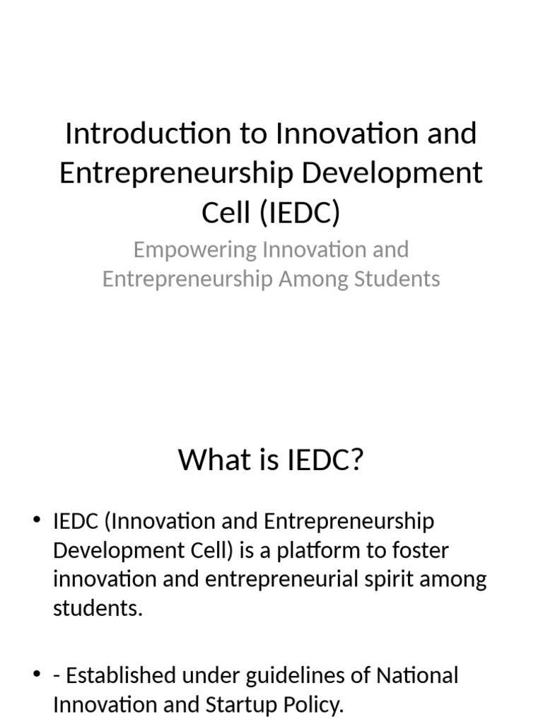 IEDC Introduction Presentation | PDF | Startup Company | Small Business & Entrepreneurs