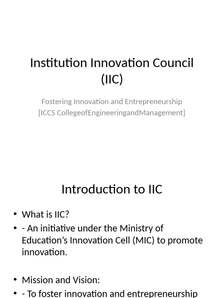 IIC Club Presentation | PDF