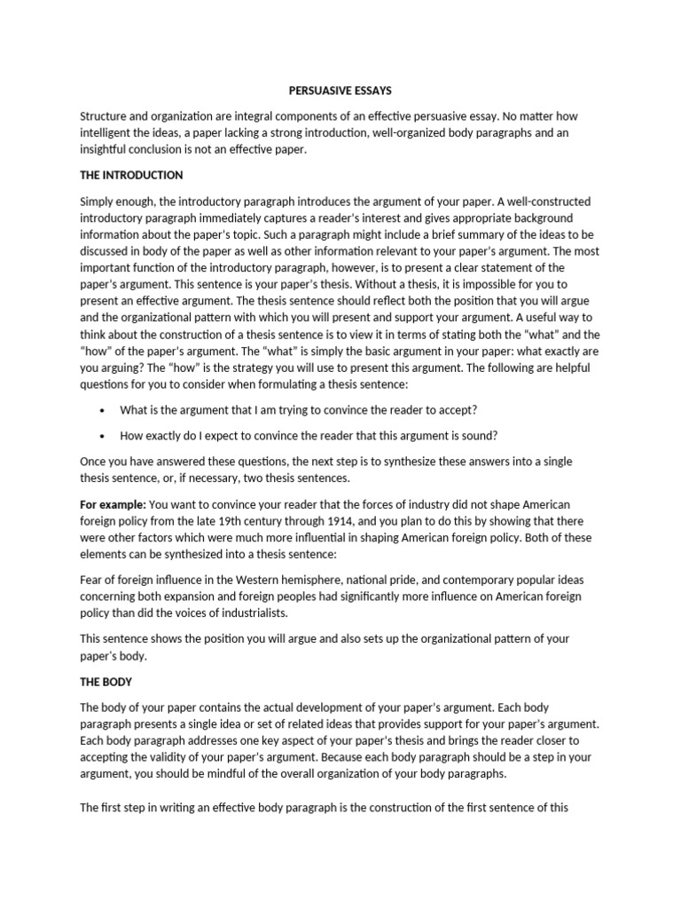 Persuasive Essay Notes | PDF | Argument | Essays