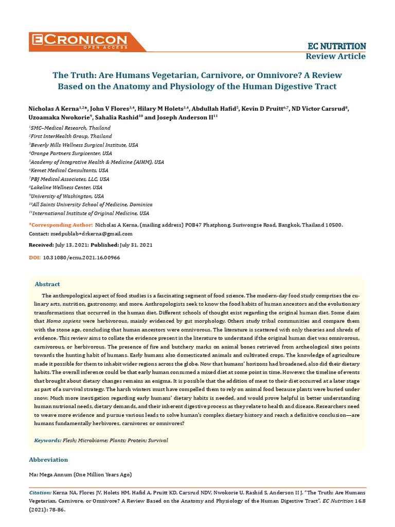 Human Diet: Vegetarian, Carnivore, Omnivore? | PDF | Digestion | Homo